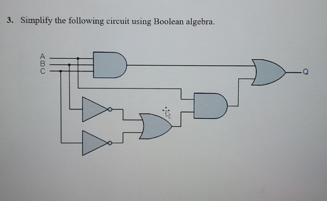 Solved 3. Simplify the following circuit using Boolean | Chegg.com