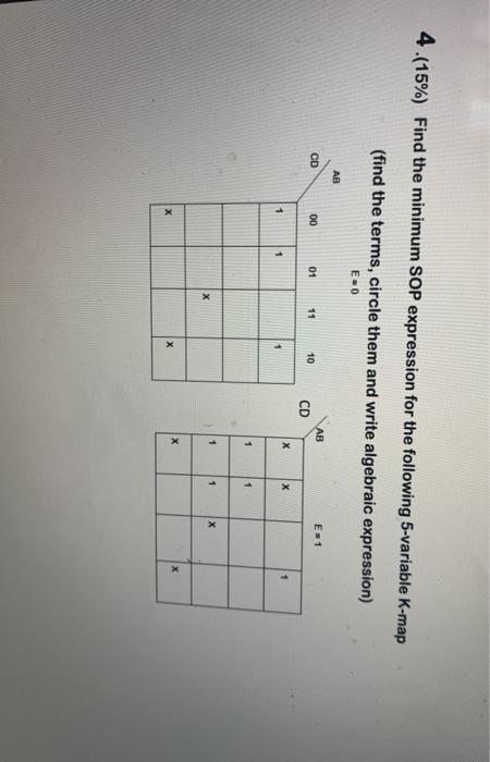 Solved 4.(15%) Find the minimum SOP expression for the | Chegg.com