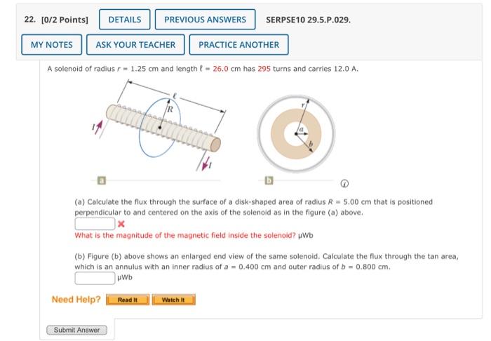 Solved A solenoid of radius r=1.25 cm and length ℓ=26,0 cm | Chegg.com