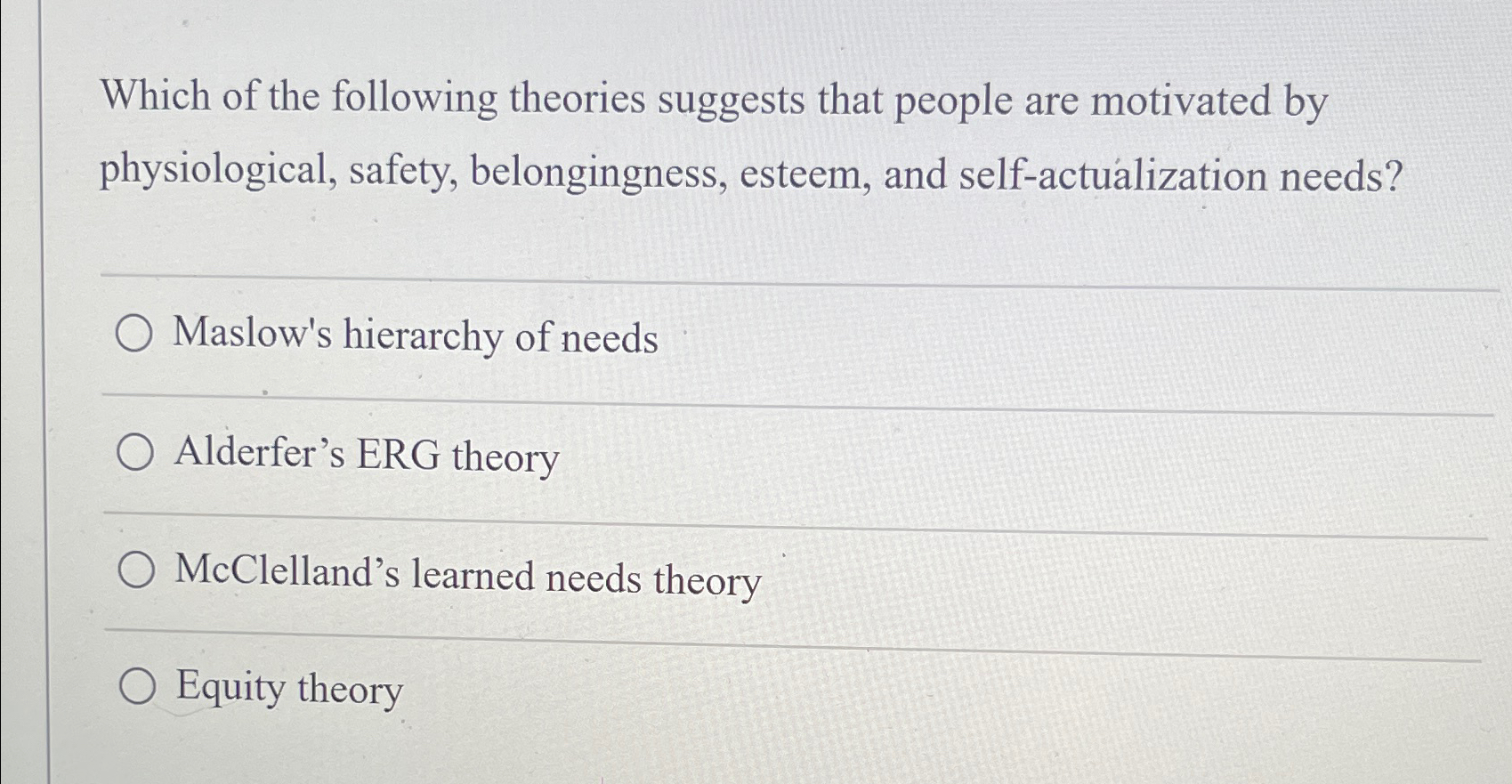 Solved Which of the following theories suggests that people | Chegg.com