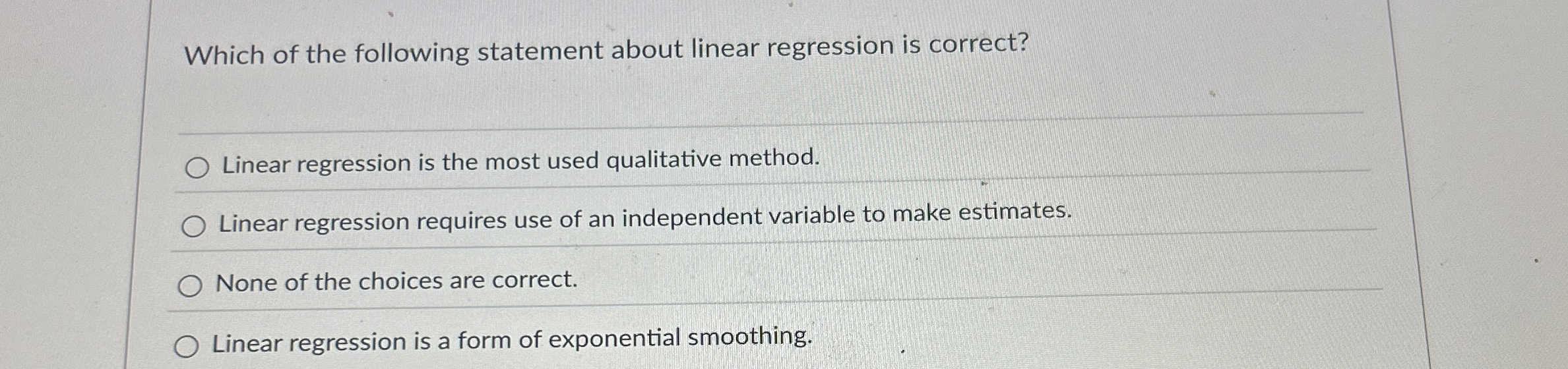 Solved Which of the following statement about linear | Chegg.com