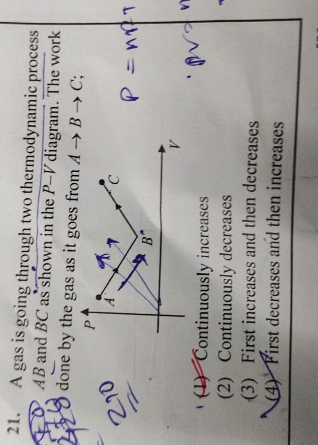 Solved A gas is going through two thermodynamic process AB | Chegg.com