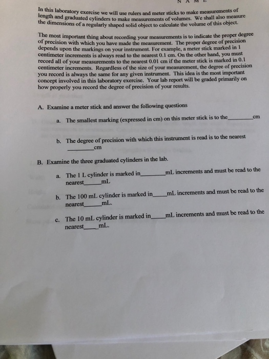 In this laboratory exercise we will use rulers and | Chegg.com