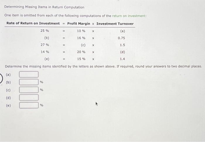 Solved Determining Missing Items in Return Computation One | Chegg.com