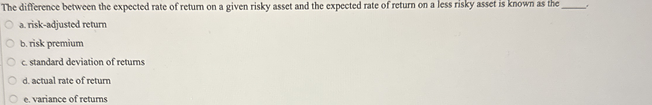 Solved The difference between the expected rate of return on | Chegg.com