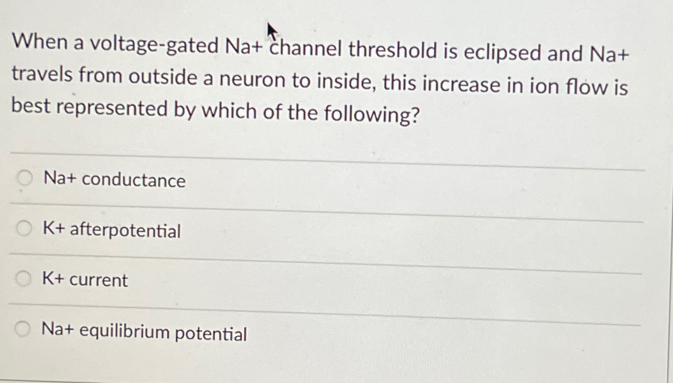 Solved When a voltage-gated Na+ ﻿channel threshold is | Chegg.com