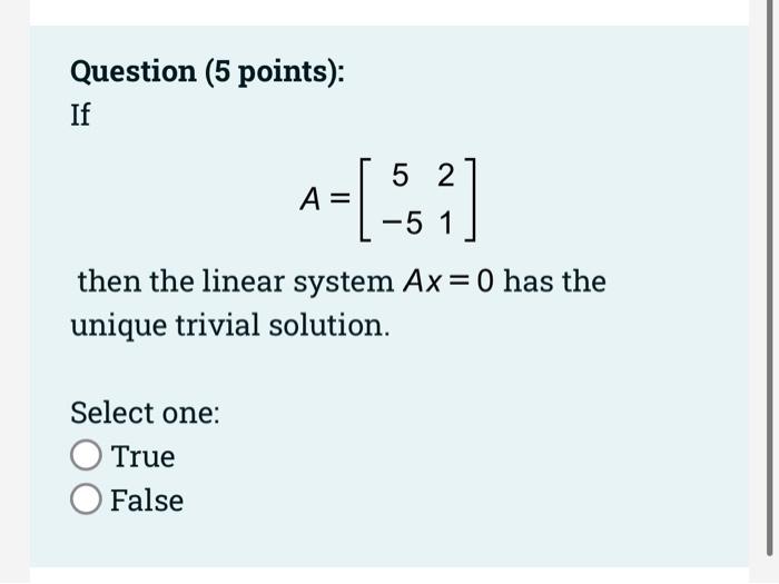 Solved Question ( 5 points): Determine whether the following | Chegg.com