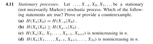 Solved 4.11 ﻿Stationary processes. Let dots,x-1,x0,x1,dots | Chegg.com