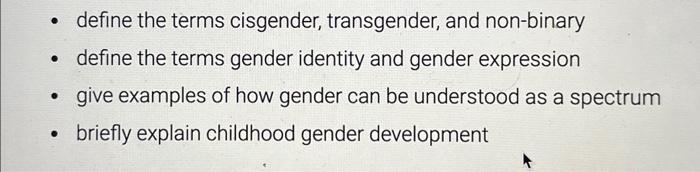 Solved - define the terms cisgender, transgender, and | Chegg.com