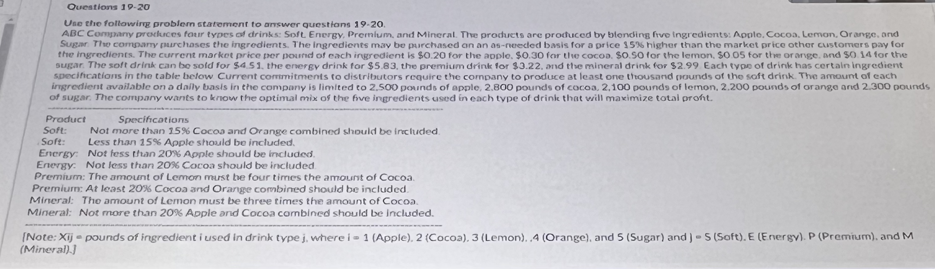 Solved 19: True or FalseOne of the constraints for the model | Chegg.com