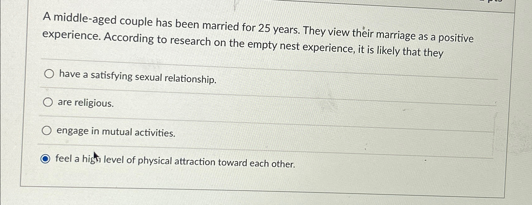 Solved A middle-aged couple has been married for 25 ﻿years. | Chegg.com