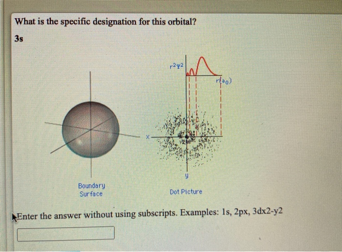 Solved What is the specific designation for this orbital? 3s | Chegg.com