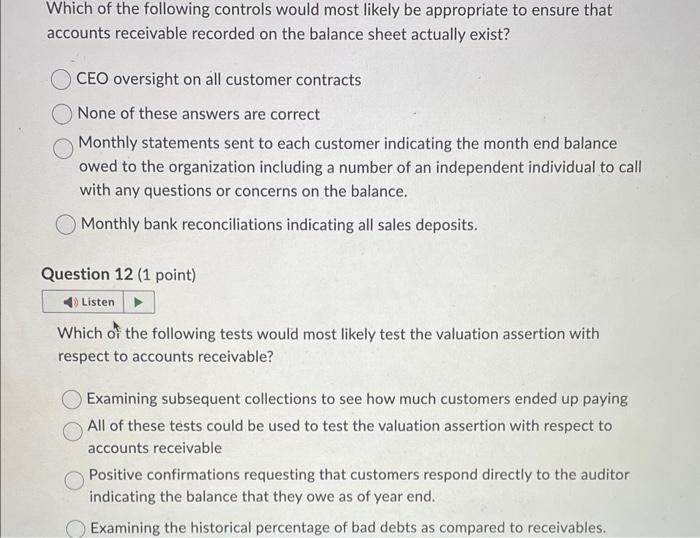 Solved Which of the following controls would most likely be | Chegg.com