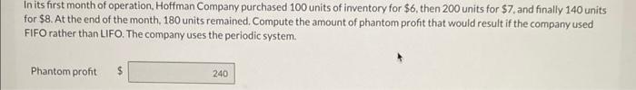 Solved i am confused why the phantom profit is 240 wouldnt | Chegg.com