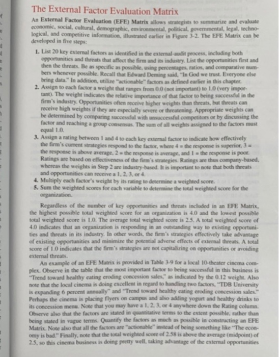 Solved . Create an EFE for a hypothetical theme park similar | Chegg.com