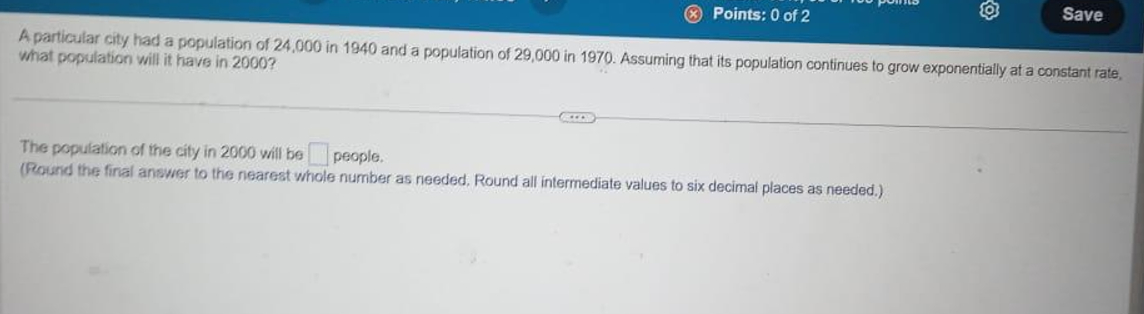 Solved A particular city had a population of 24,000 ﻿in 1940 | Chegg.com