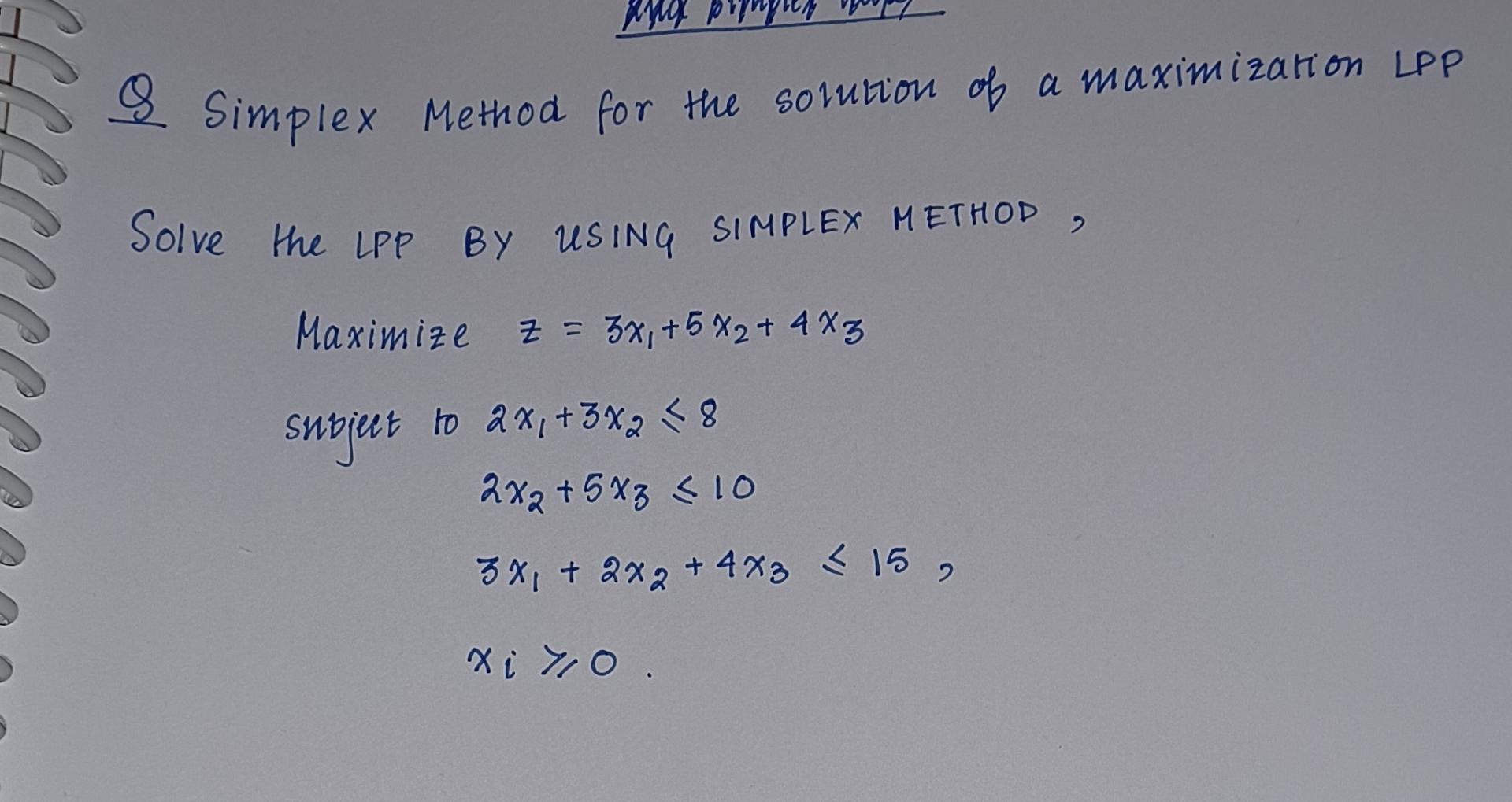 Solved Q Simplex Method for the solution of a maximization | Chegg.com