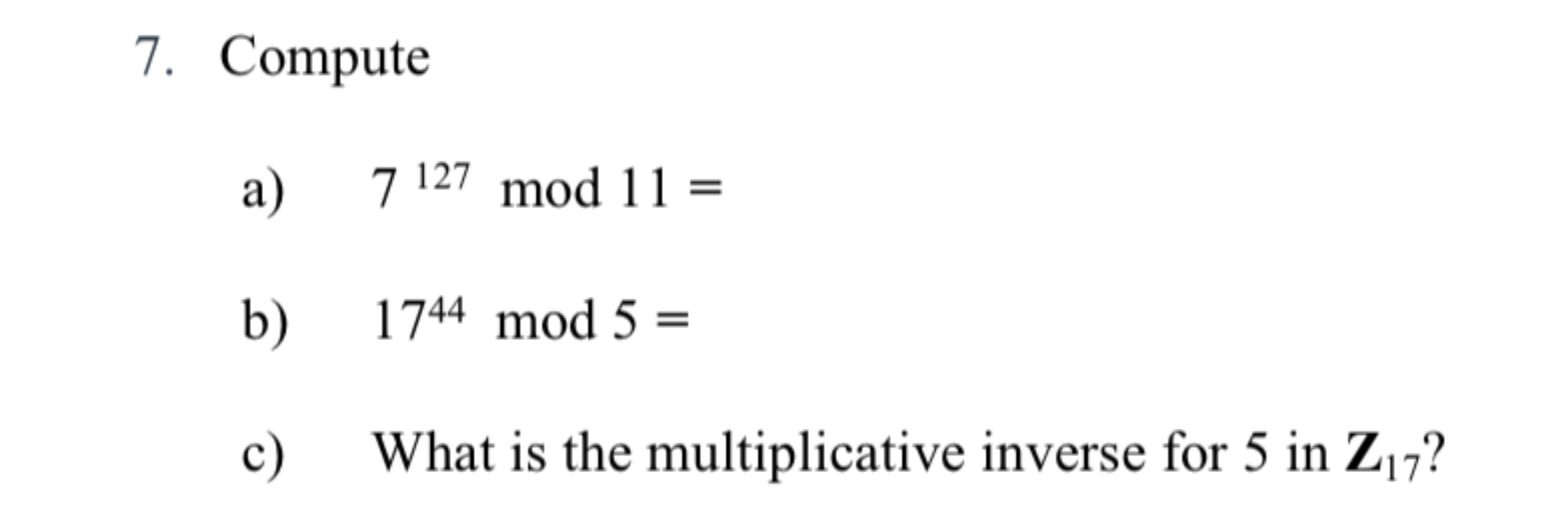 Need Help with Modular Math!!! Please explain because | Chegg.com