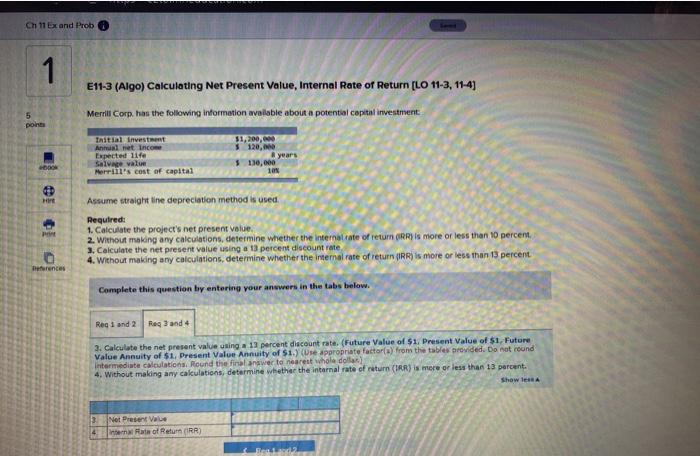 Solved Chill Ex and Prob 1 E11-3 (Algo) Calculating Net | Chegg.com