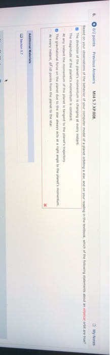 Solved 6. 0/2 points Previous Answers MI45.7.XP.008. My | Chegg.com