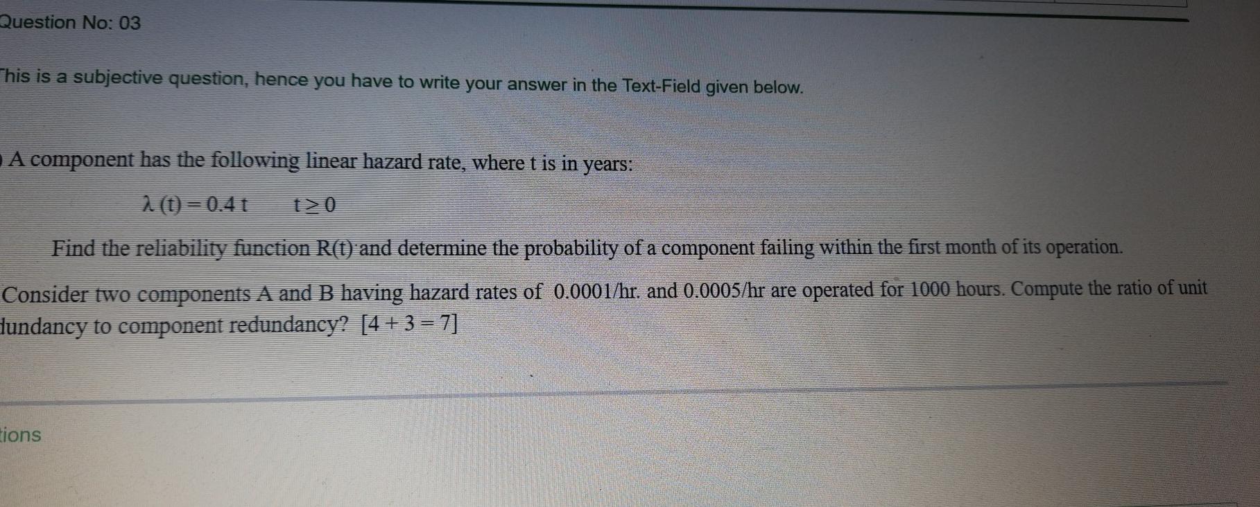 Solved Question No: 03 This is a subjective question, hence | Chegg.com Solved Question No: 03 This is a subjective question, hence | Chegg.com