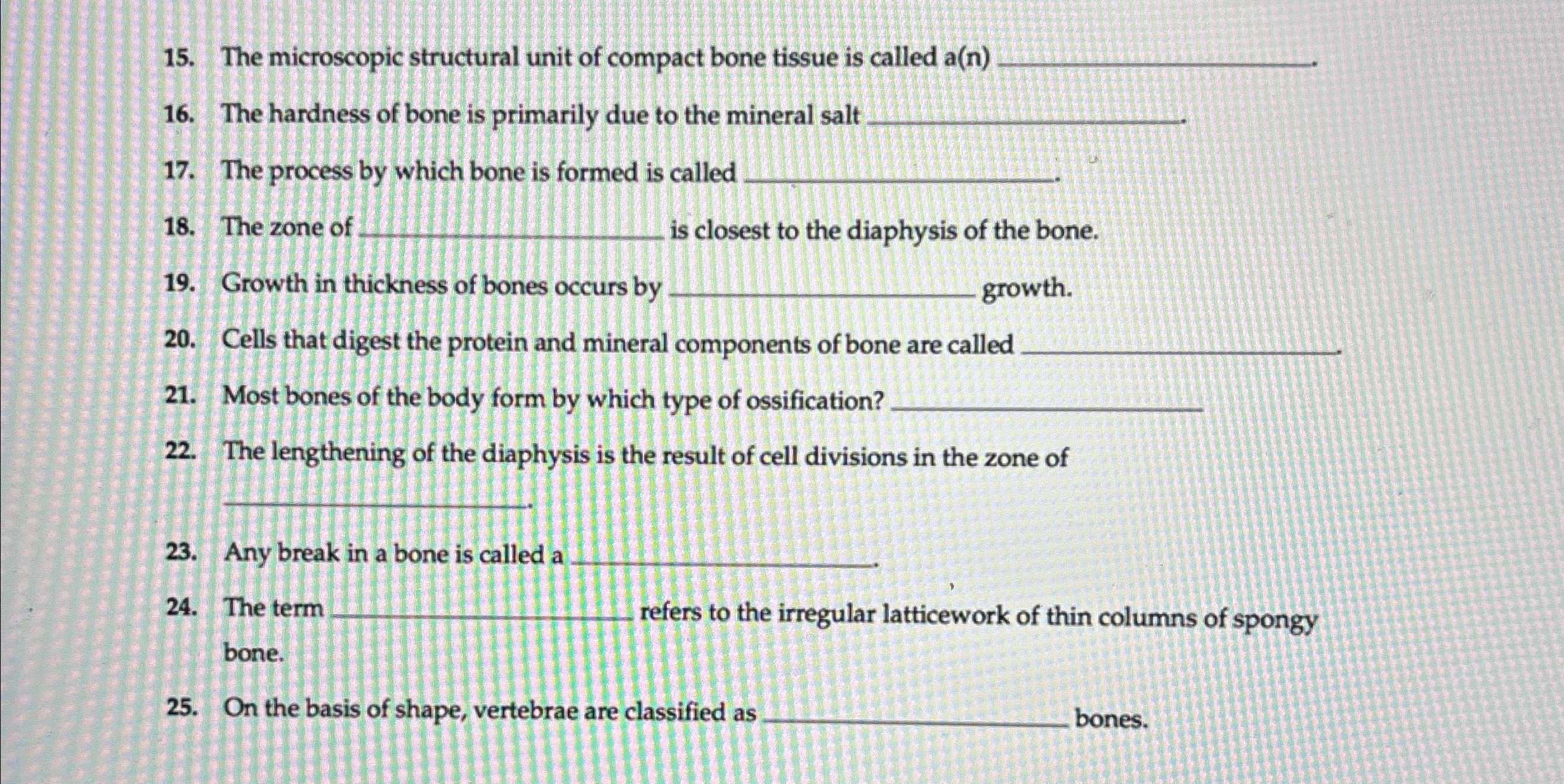 Solved The microscopic structural unit of compact bone | Chegg.com