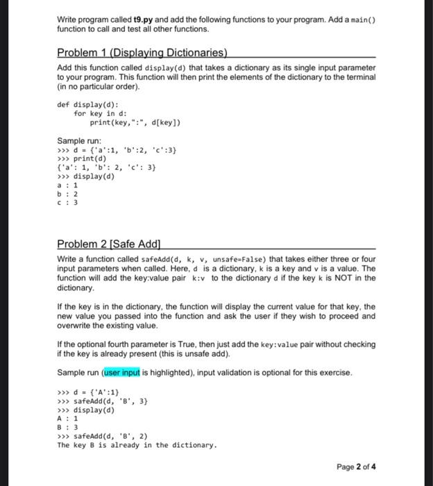 Solved Write program called t9.py and add the following | Chegg.com