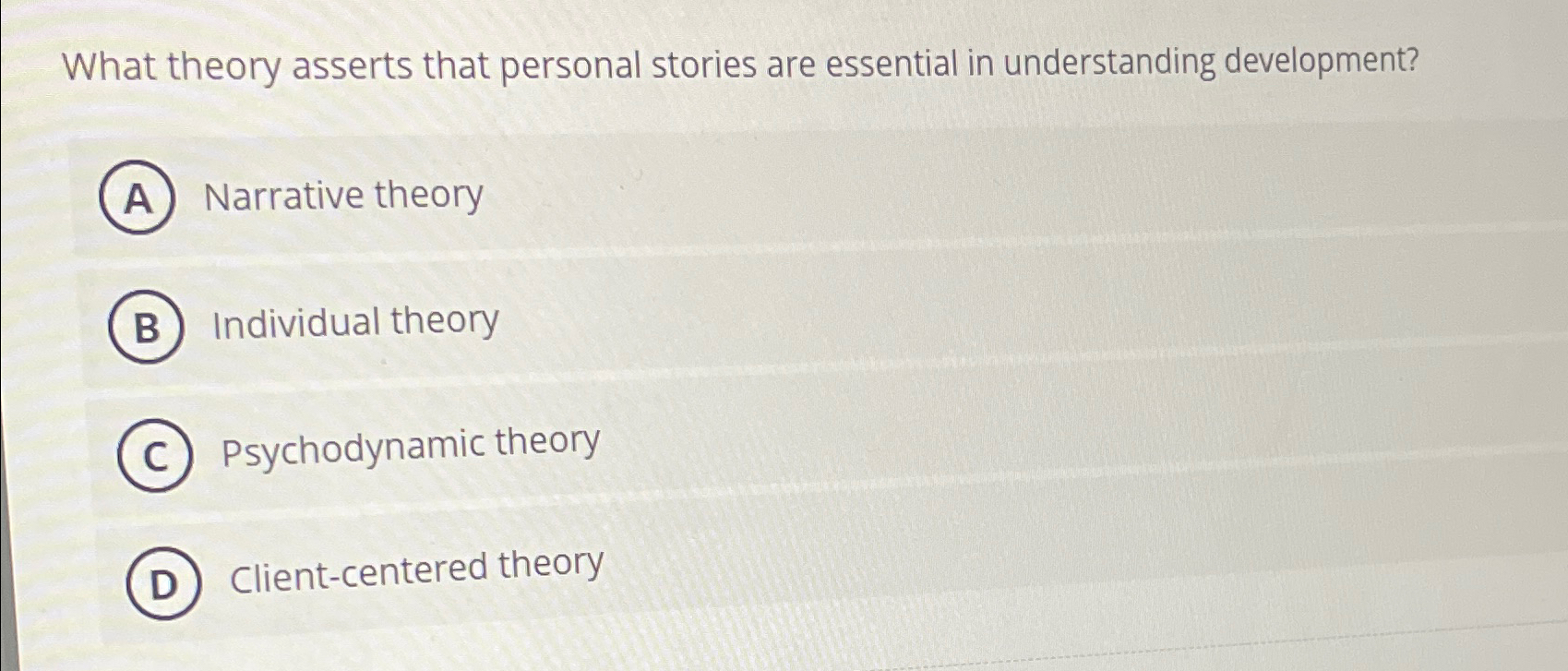 Solved What theory asserts that personal stories are | Chegg.com