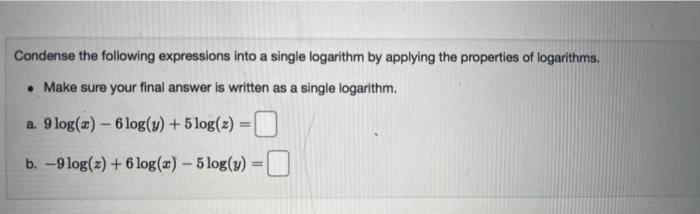 Solved Rewrite the following logarithms in expanded form by | Chegg.com
