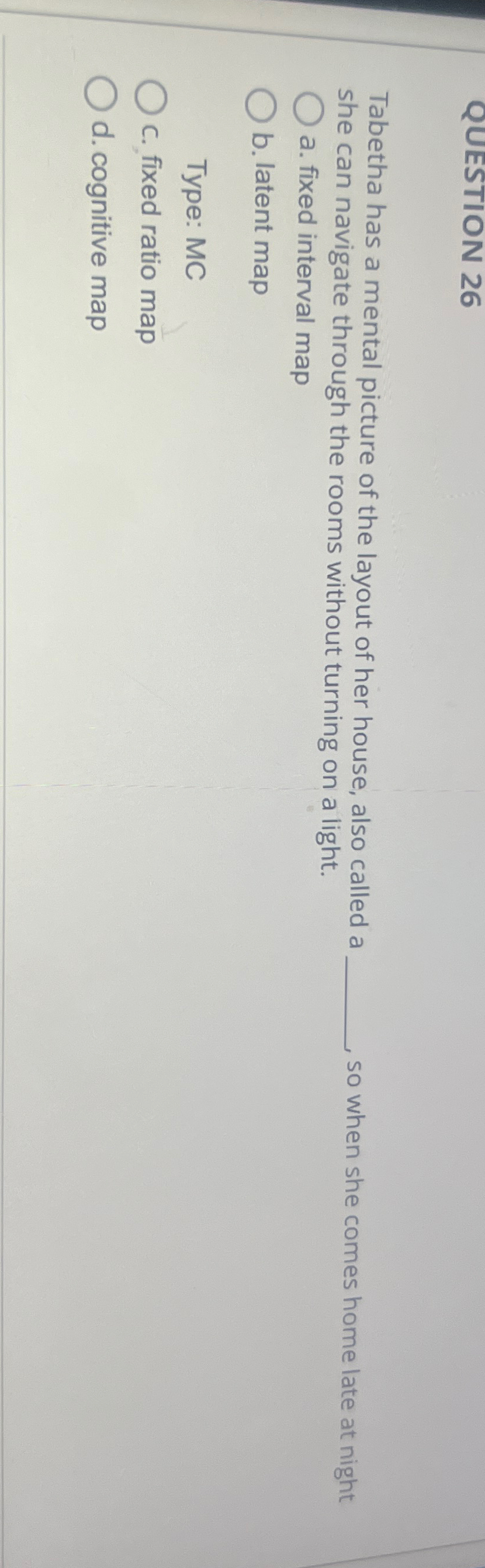 Solved QUESTION 26Tabetha has a mental picture of the layout | Chegg.com