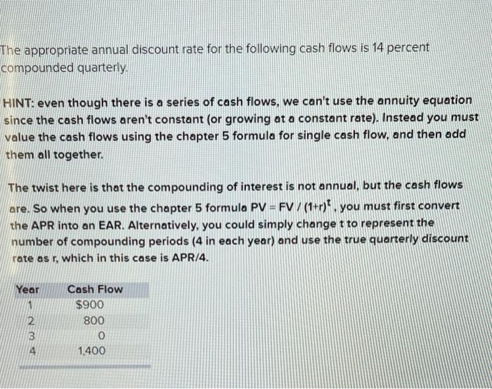 Solved The appropriate annual discount rate for the | Chegg.com