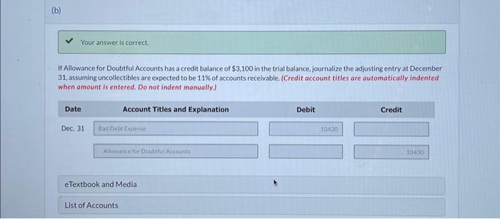 Solved If Allowance for Doubtful Accounts has a debit | Chegg.com