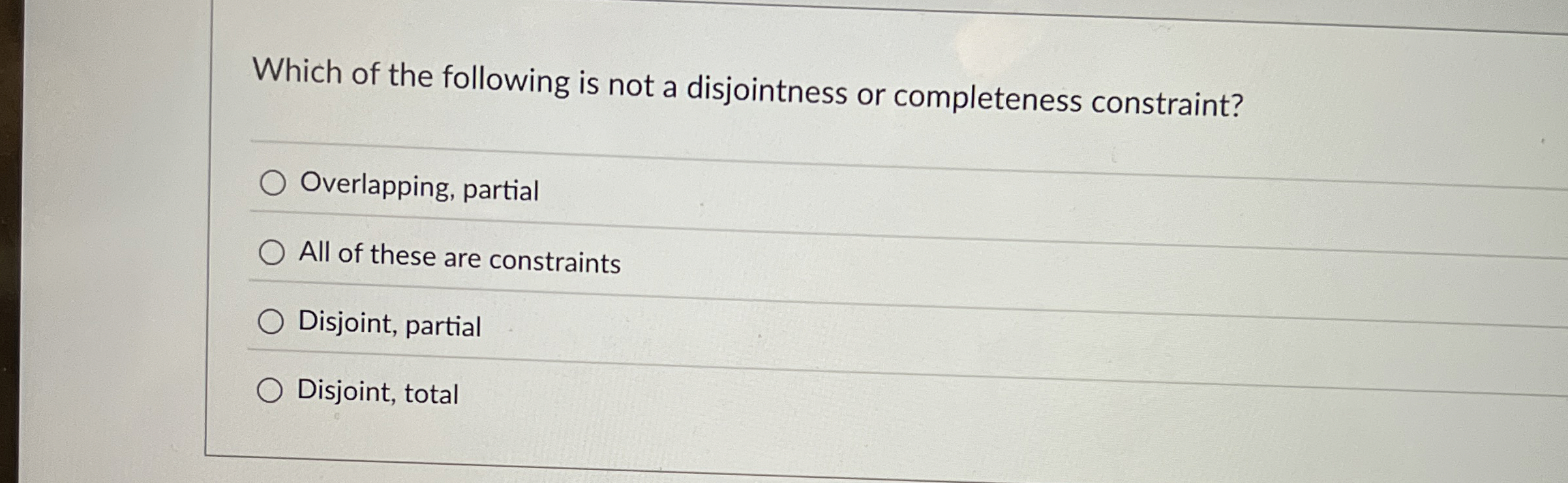 Solved Which of the following is not a disjointness or | Chegg.com