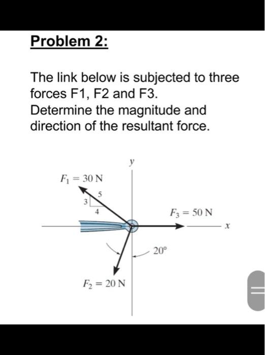 Solved The link below is subjected to three forces F1, F2 | Chegg.com