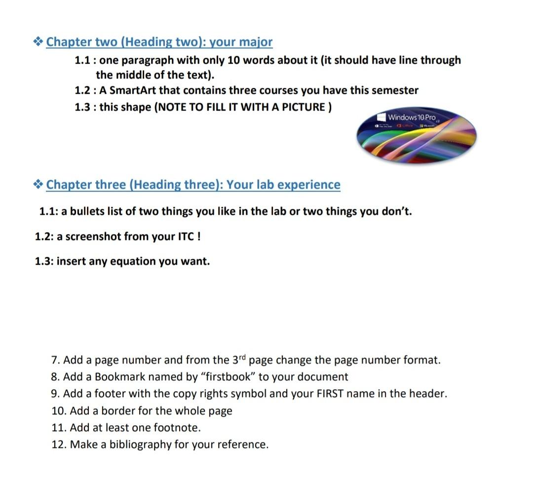Solved Chapter two (Heading two): your major 1.1: one | Chegg.com