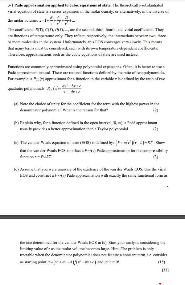 Solved 3-1 ﻿Padè ﻿approximation applied to cubic equations | Chegg.com