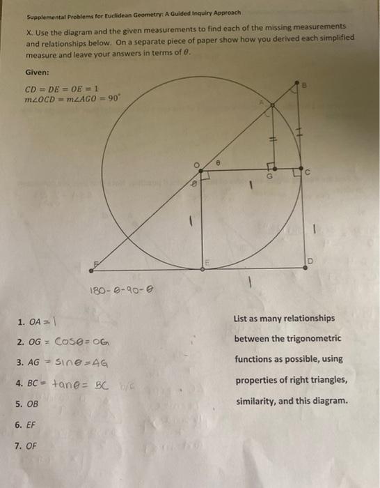 Solved Supplemental Problems for Euclidean Geometry: A | Chegg.com