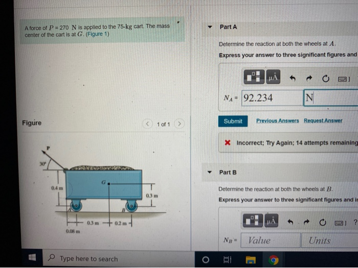 Solved Part A A force of P = 270 N is applied to the 75-kg | Chegg.com