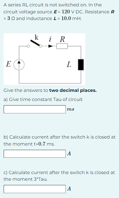 Solved A series RL circuit is not switched on. ﻿In | Chegg.com