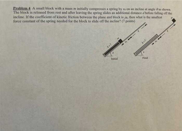 Solved Problem 4 A small block with a mass m initially | Chegg.com