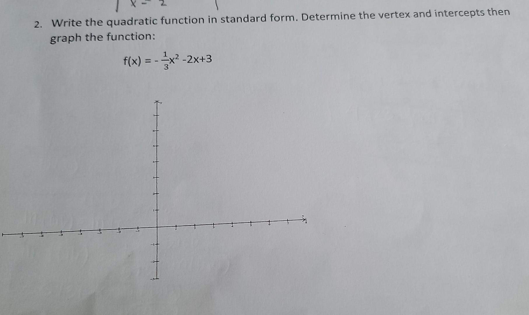 Solved 2. Write the quadratic function in standard form. | Chegg.com