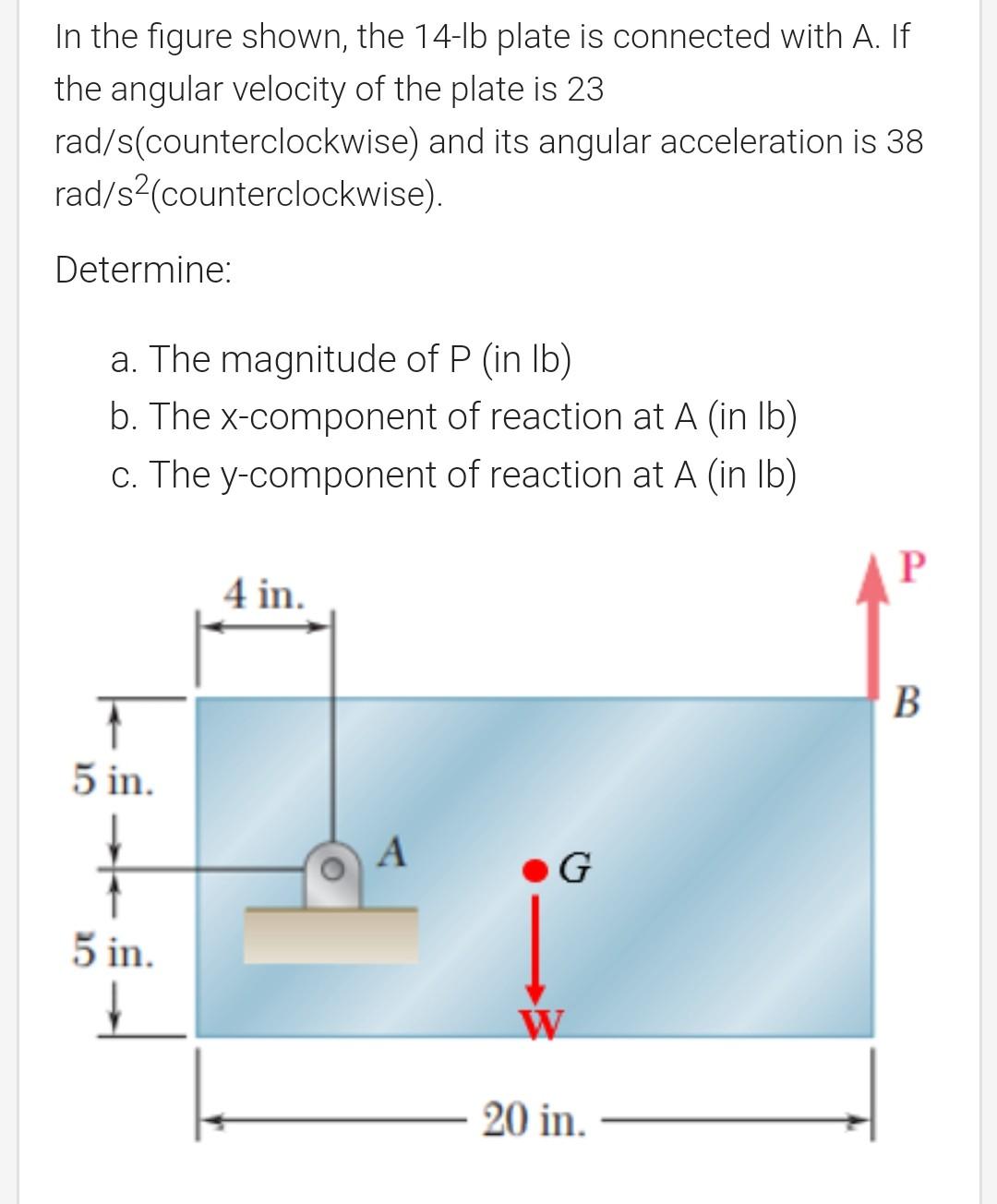 Solved In the figure shown, the 14-Ib plate is connected | Chegg.com