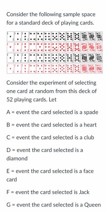 Solved Consider the following sample space for a standard | Chegg.com