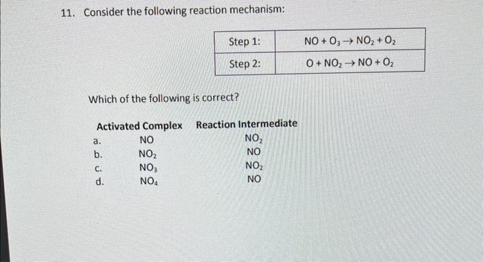 Solved 11. Consider the following reaction mechanism: Which | Chegg.com