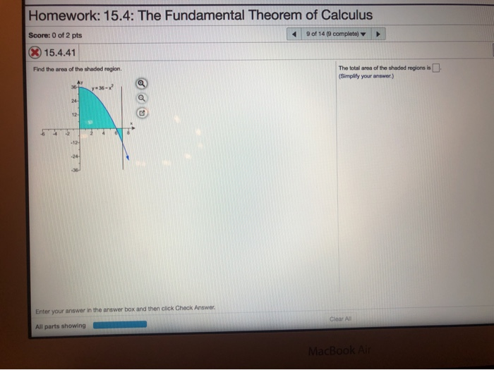 Solved Homework: 15.4: The Fundamental Theorem of Calculus | Chegg.com