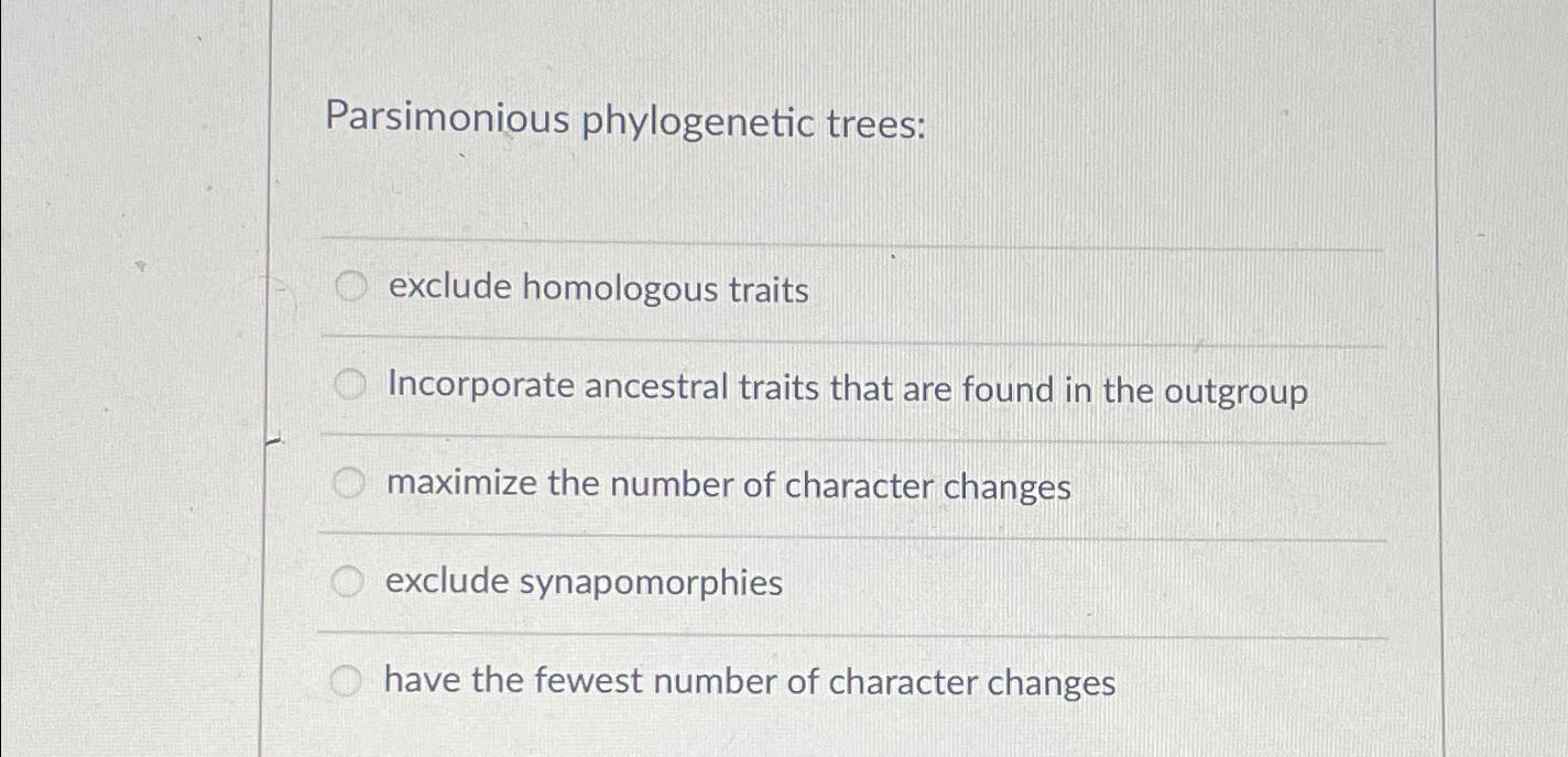 Solved Parsimonious phylogenetic trees:exclude homologous | Chegg.com