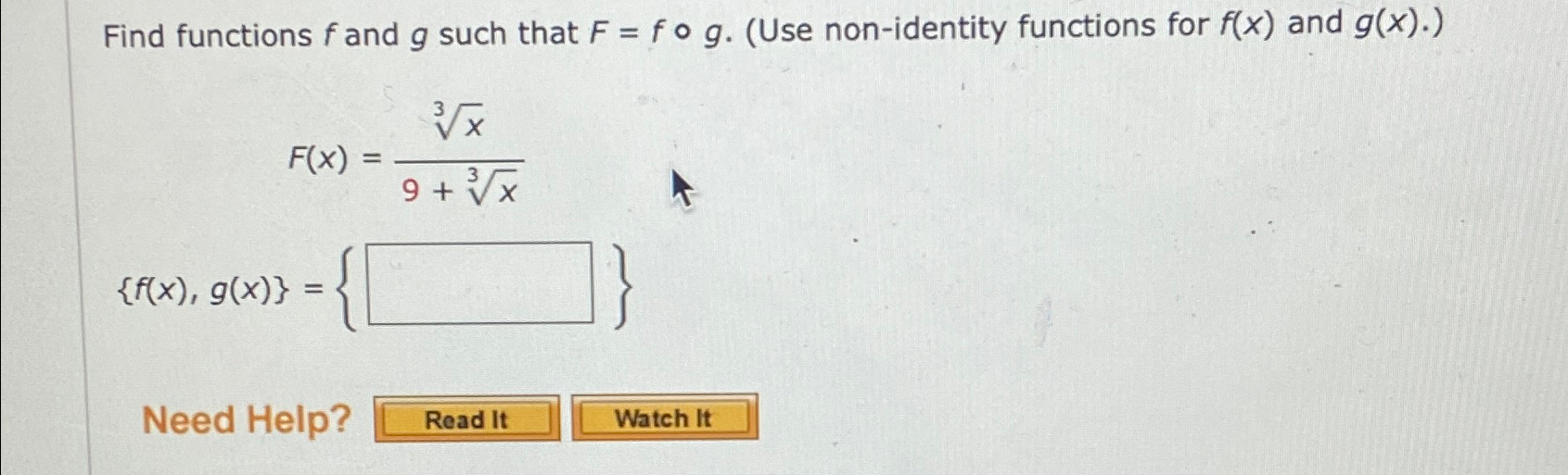 Solved Find functions f ﻿and g ﻿such that F=f@g. (Use | Chegg.com