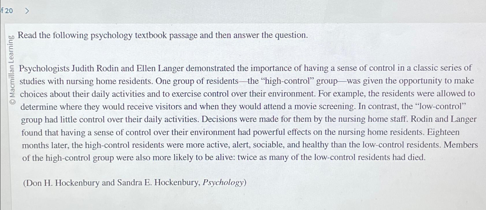 Solved Read the following psychology textbook passage and | Chegg.com