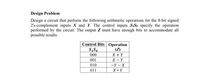 Solved Design Problem Design a circuit that perform the | Chegg.com