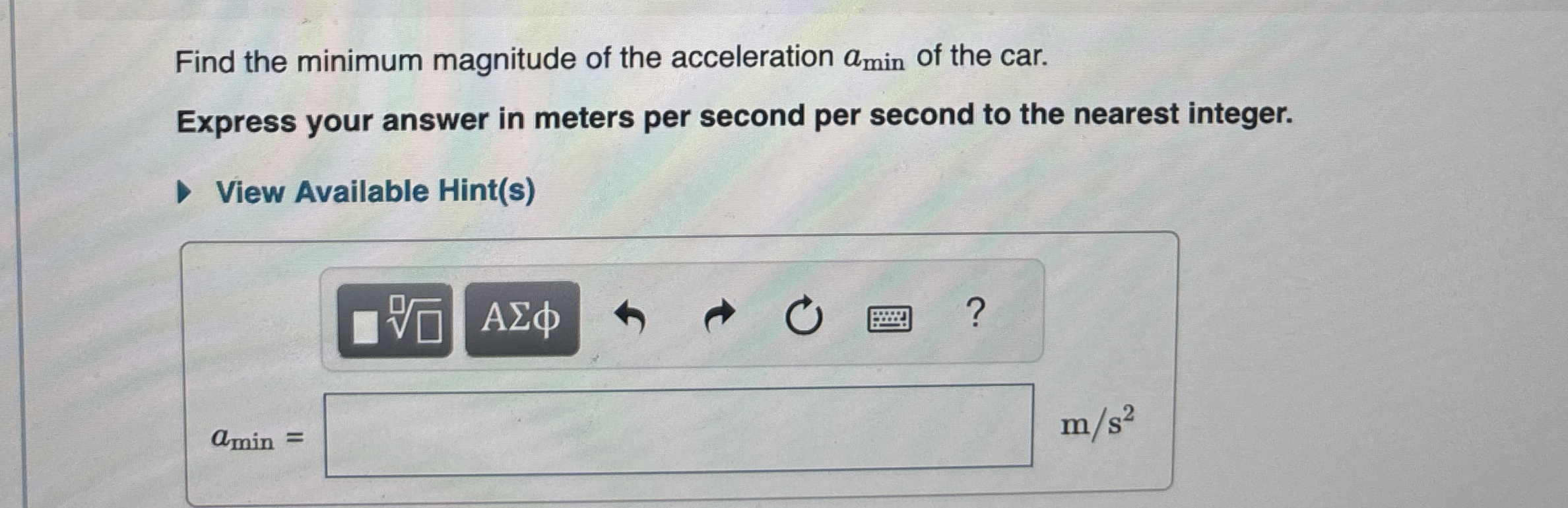 Find the minimum magnitude of the acceleration amin | Chegg.com